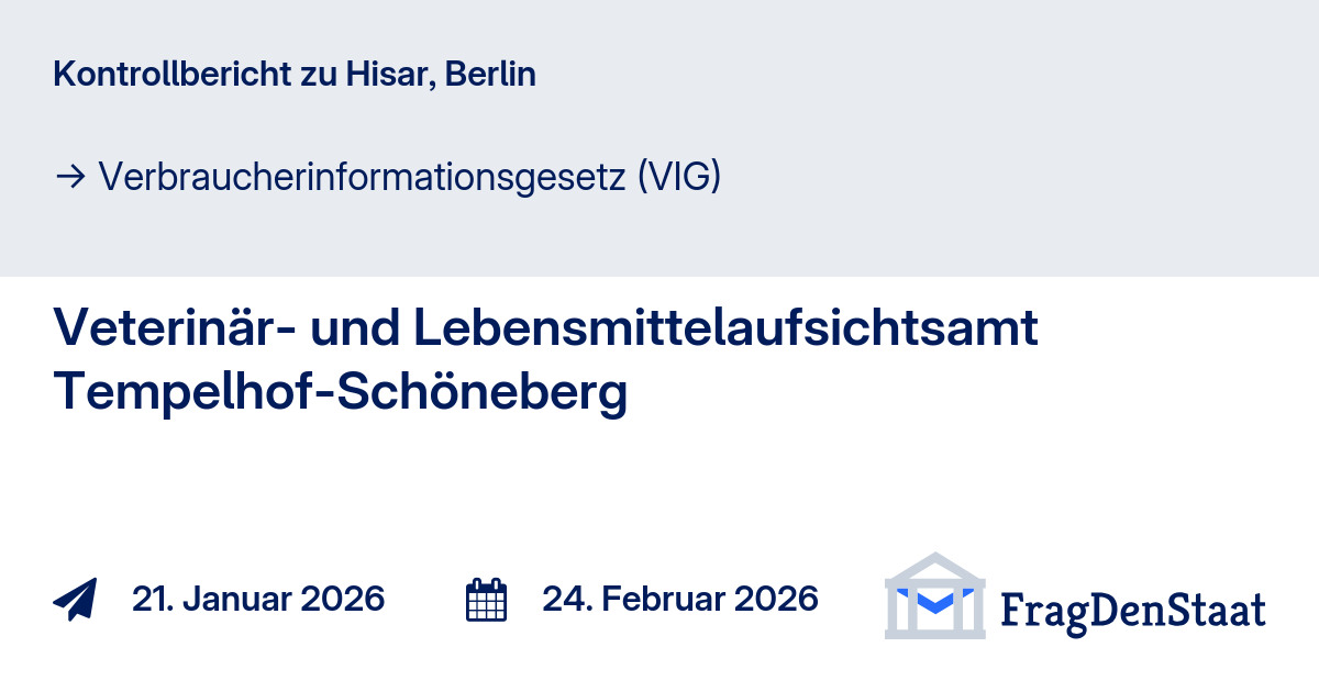 Kontrollbericht zu Hisar, Berlin - FragDenStaat