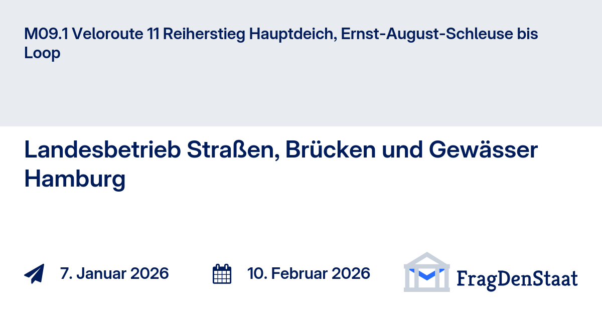 M09.1 Veloroute 11 Reiherstieg Hauptdeich, Ernst-August-Schleuse bis ...