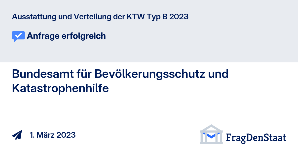 Ausstattung und Verteilung der KTW Typ B 2023 - FragDenStaat