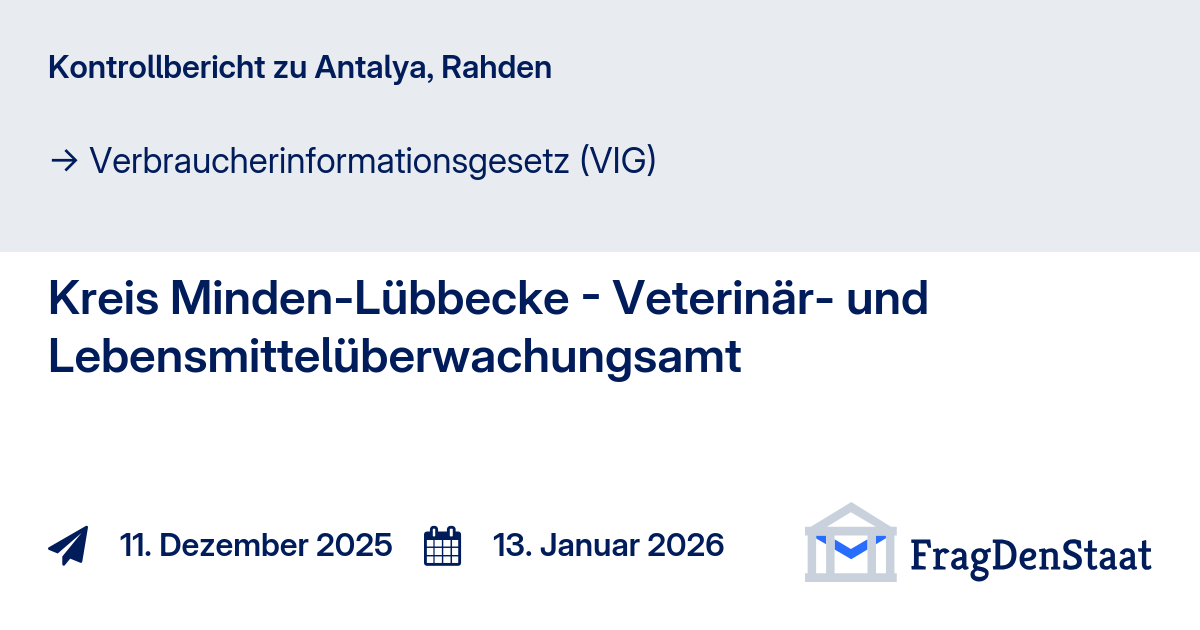 Kontrollbericht zu Antalya, Rahden - FragDenStaat