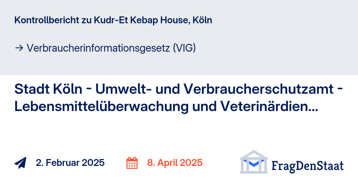 Kontrollbericht zu Kudr-Et Kebap House, Köln - FragDenStaat