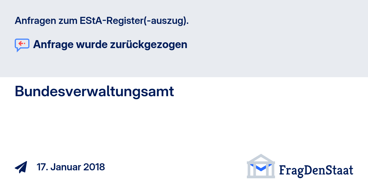 Anfragen zum EStA-Register(-auszug). - FragDenStaat