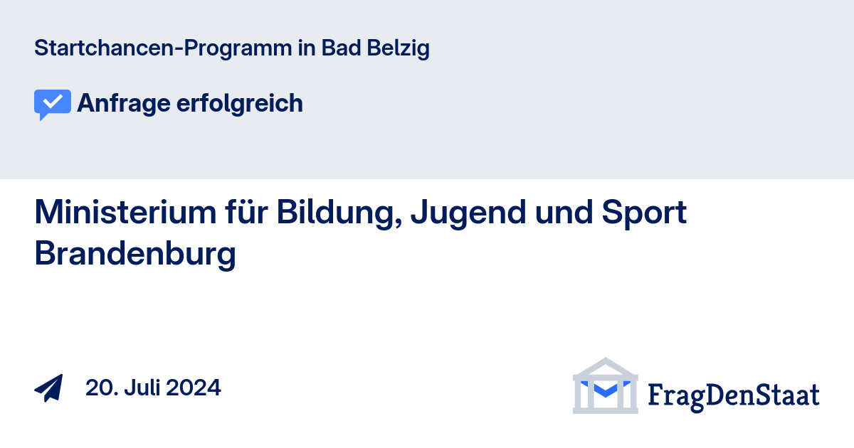 Startchancen-Programm in Bad Belzig - FragDenStaat