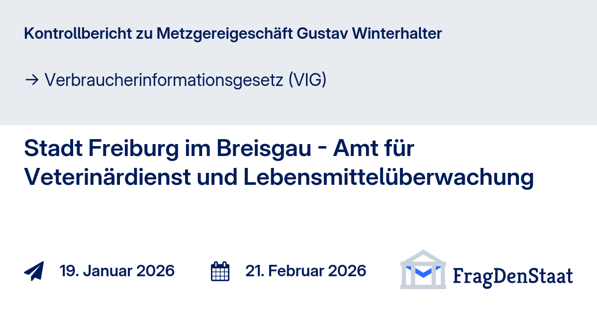 Kontrollbericht zu Metzgereigeschäft Gustav Winterhalter - FragDenStaat