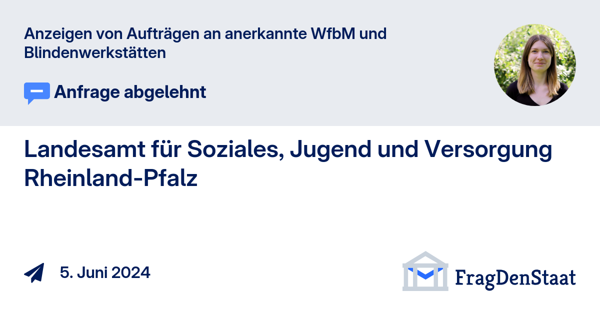 Anzeigen von Aufträgen an anerkannte WfbM und Blindenwerkstätten ...