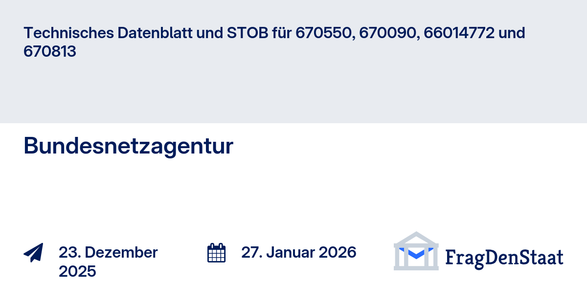 Technisches Datenblatt und STOB für 670550, 670090, 66014772 und 670813 ...