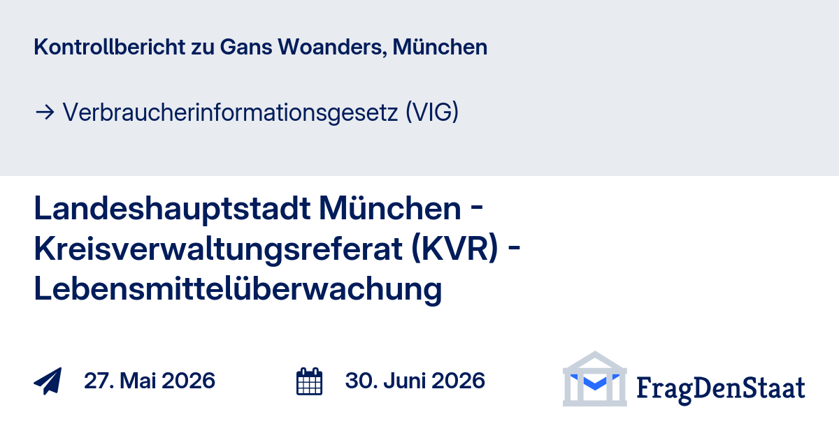 Kontrollbericht zu Gans Woanders, München - FragDenStaat